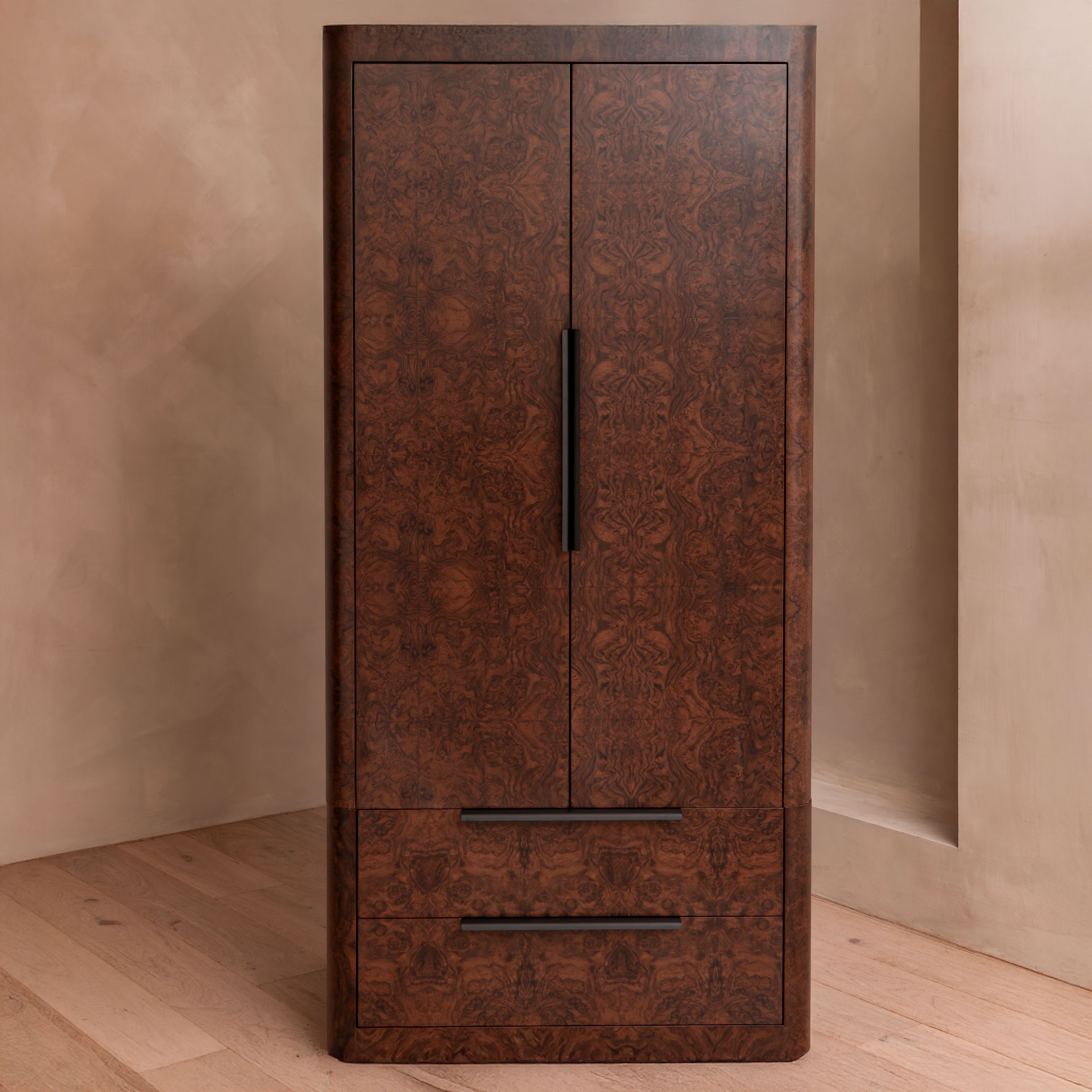 Abingdon Wardrobe | 190 High, Dark Burl, 2 Drawer – Burbeck At Home